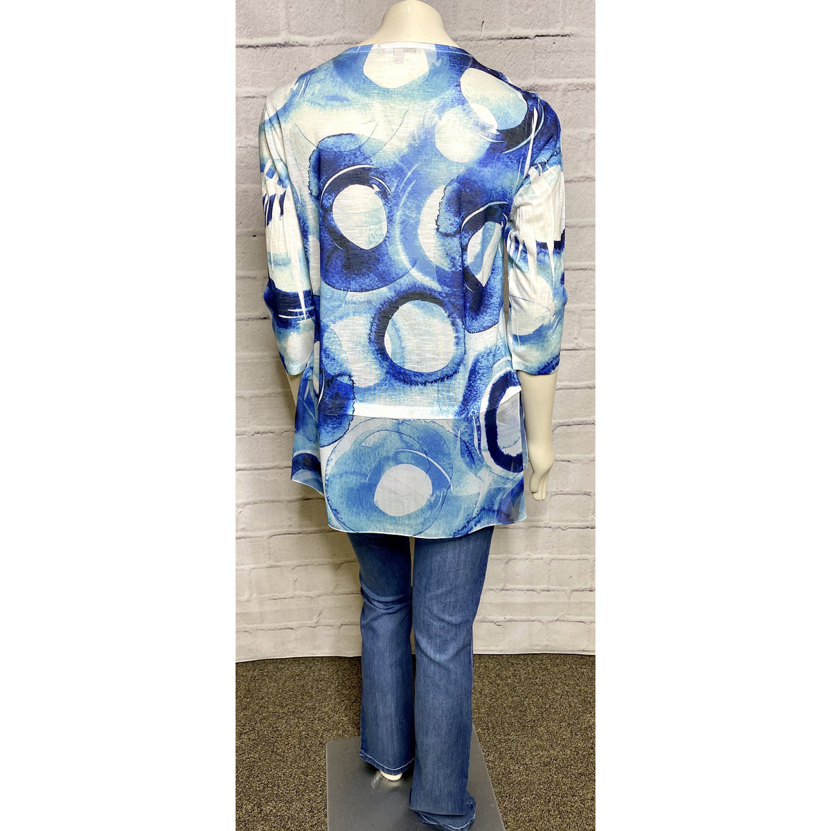 Blue Circle Fabric Overlay Blouse – Weil's Clothing